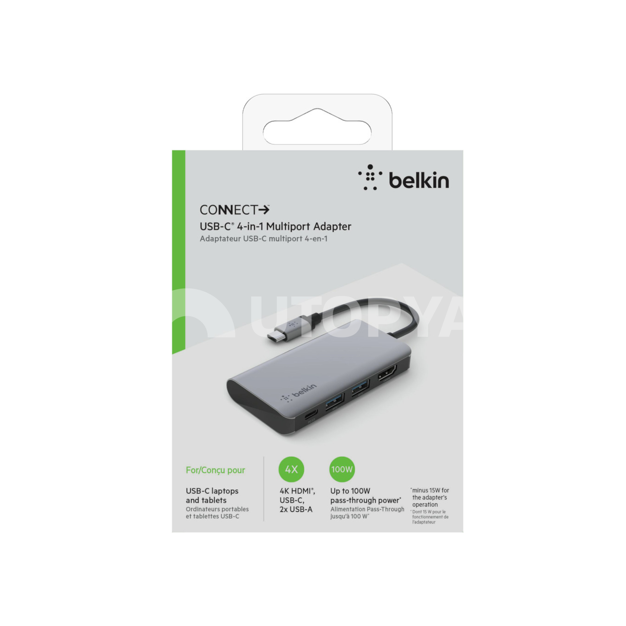 BELKIN Adaptateur USB-C Multiport + Recharge 4en1 100W AVC006BTSGY