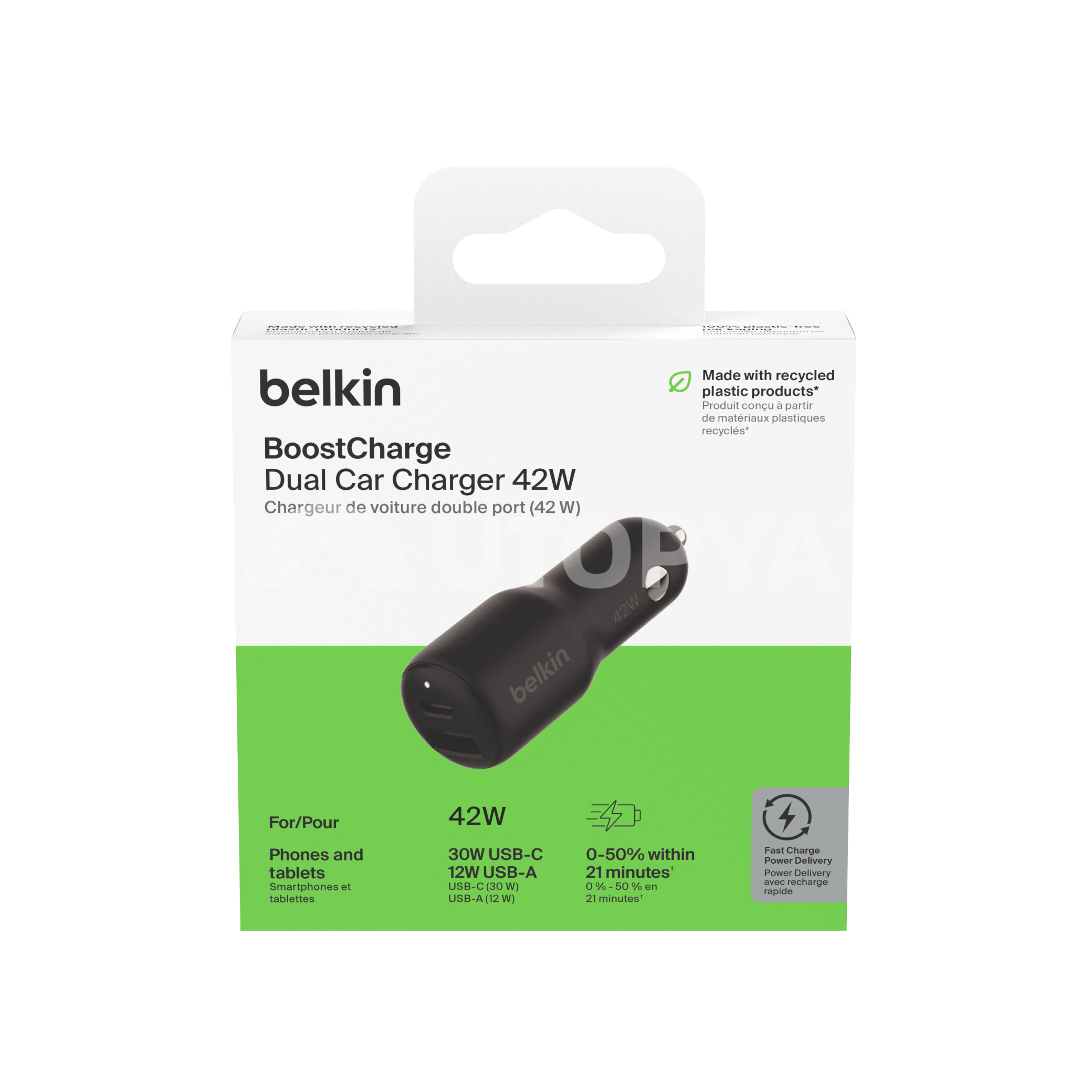 BELKIN Car Charger USB-C PD (42W) CCB005BTBK