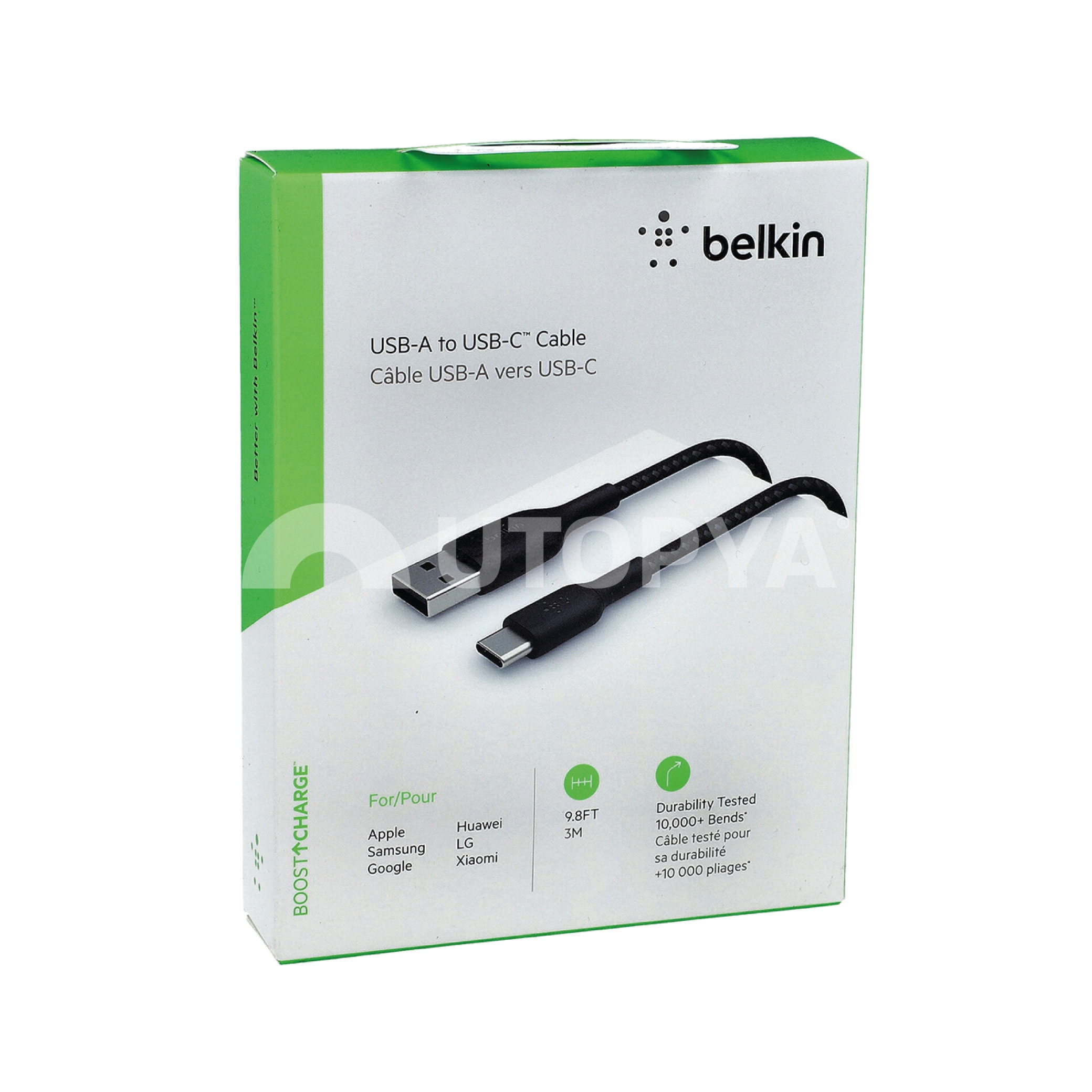 BELKIN Câble tressée USB-C 3m (Noir) CAB002bt3MBK